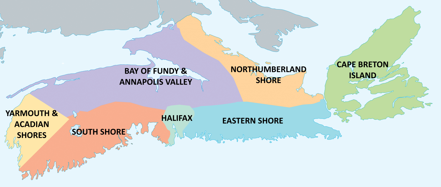 NS Map - with regions.png | Tourism Nova Scotia